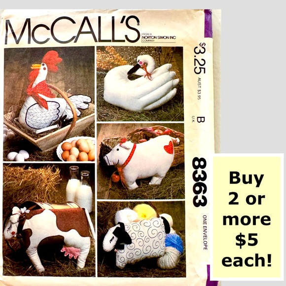 McCall’s | Toys | Mccalls 8363 Farm Animals Uncut Sewing Pattern | Poshmark